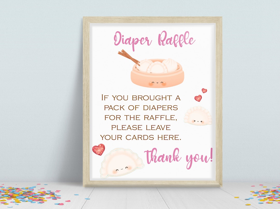 Little Dumpling on the Way Diaper Raffle Printable Sign 8x10- Dim Sum ...