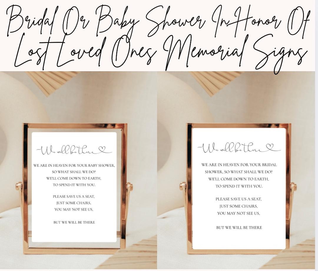 Editable Bridal or Baby Shower Memorial Remembrance Custom Sign Lost ...