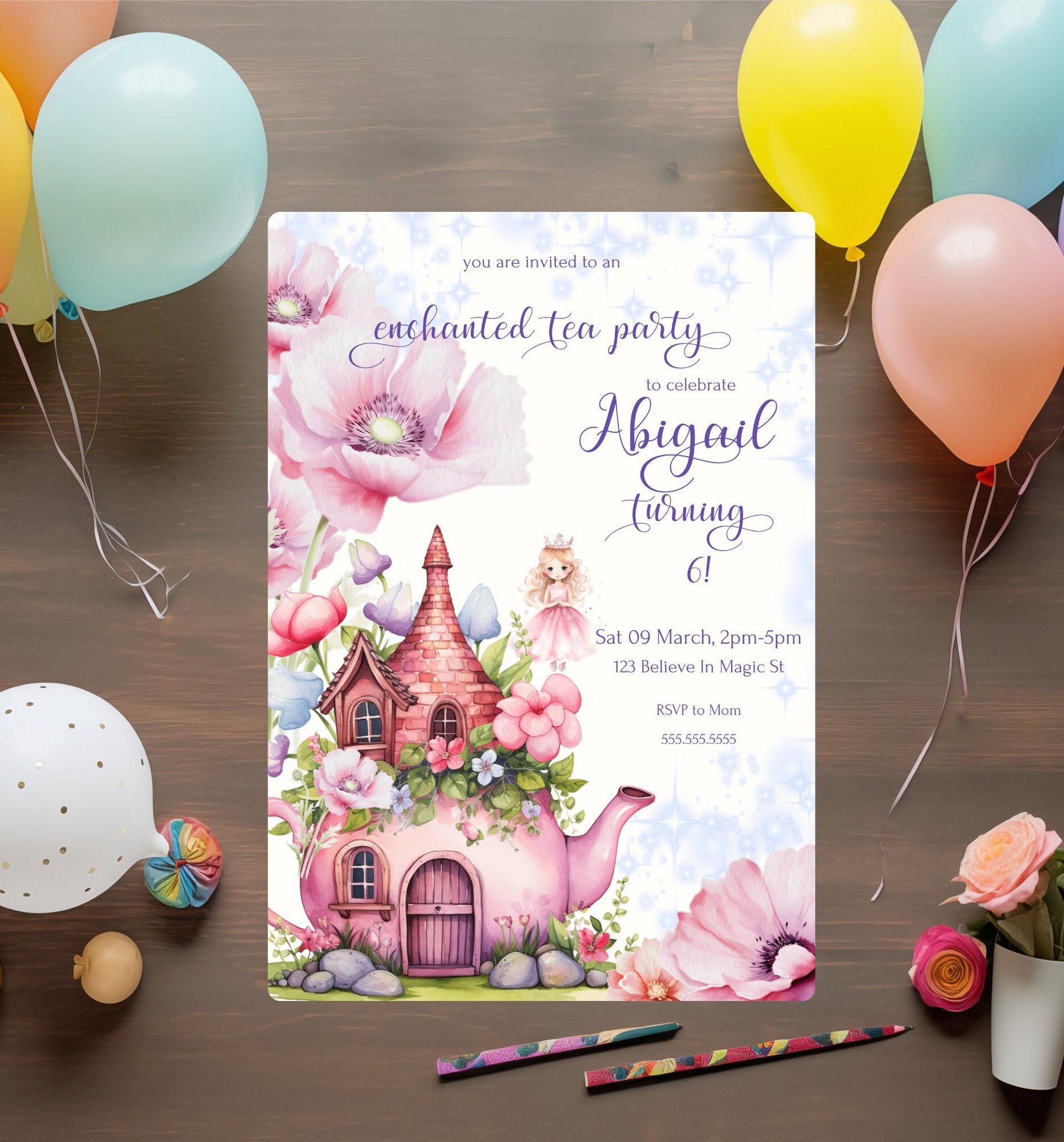 Magical Tea Party Invitation Template- Enchanted Tea Party Birthday ...