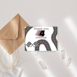 Need Four Speed Birthday Thank You Card- Race Car Birthday Thank You ...