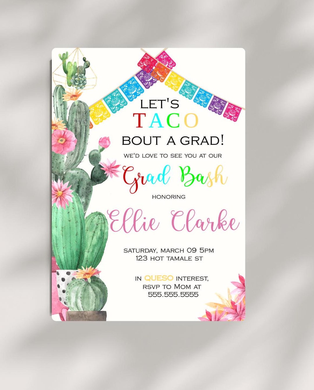 TACO Bout Graduation Invite- Fiesta Graduation Party Invitation- Class ...