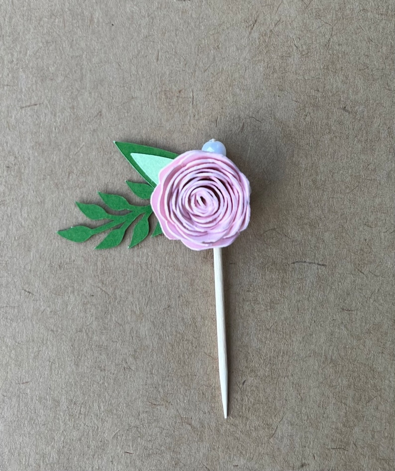 Pink Rose Cupcake Toppers Baby in Bloom Custom Birthday Bridal Cupcake ...