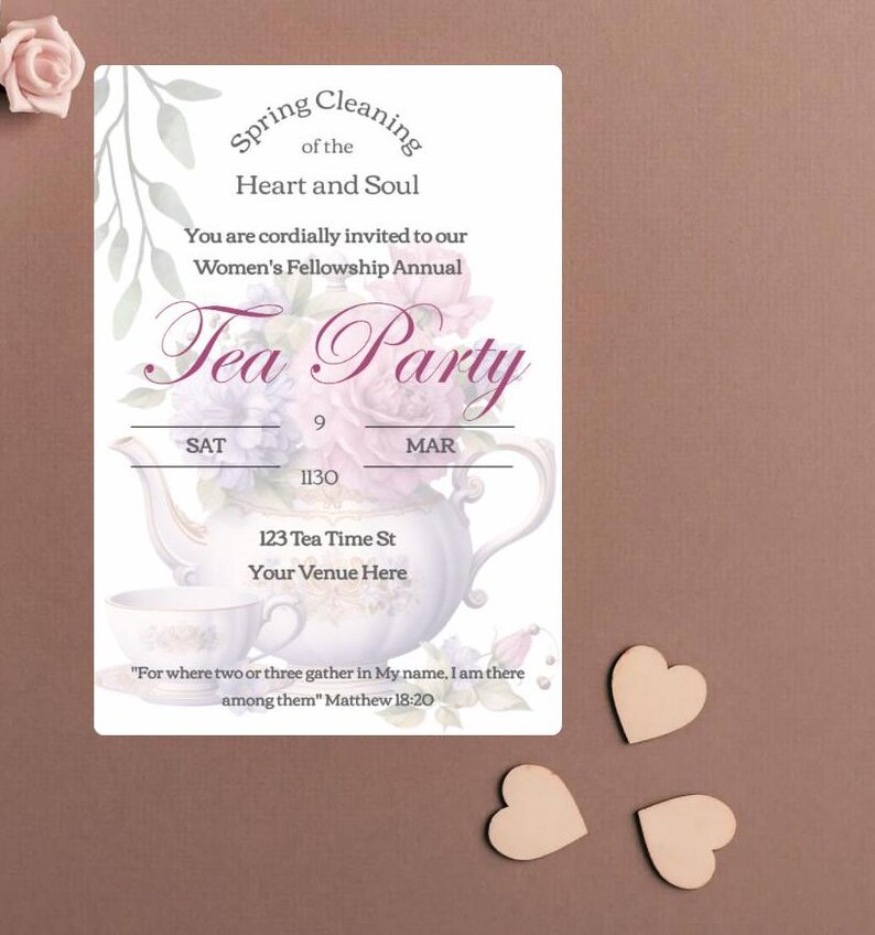 Women's Ministry Tea Party Invitation- Women's Bible Study- Tea ...