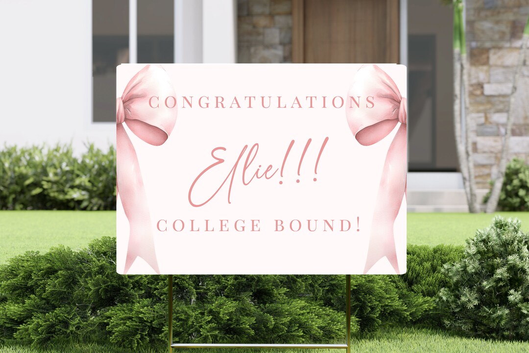 Pink Bow Graduation Yard Sign- Coquette Graduation- Class of 2024- Pink ...