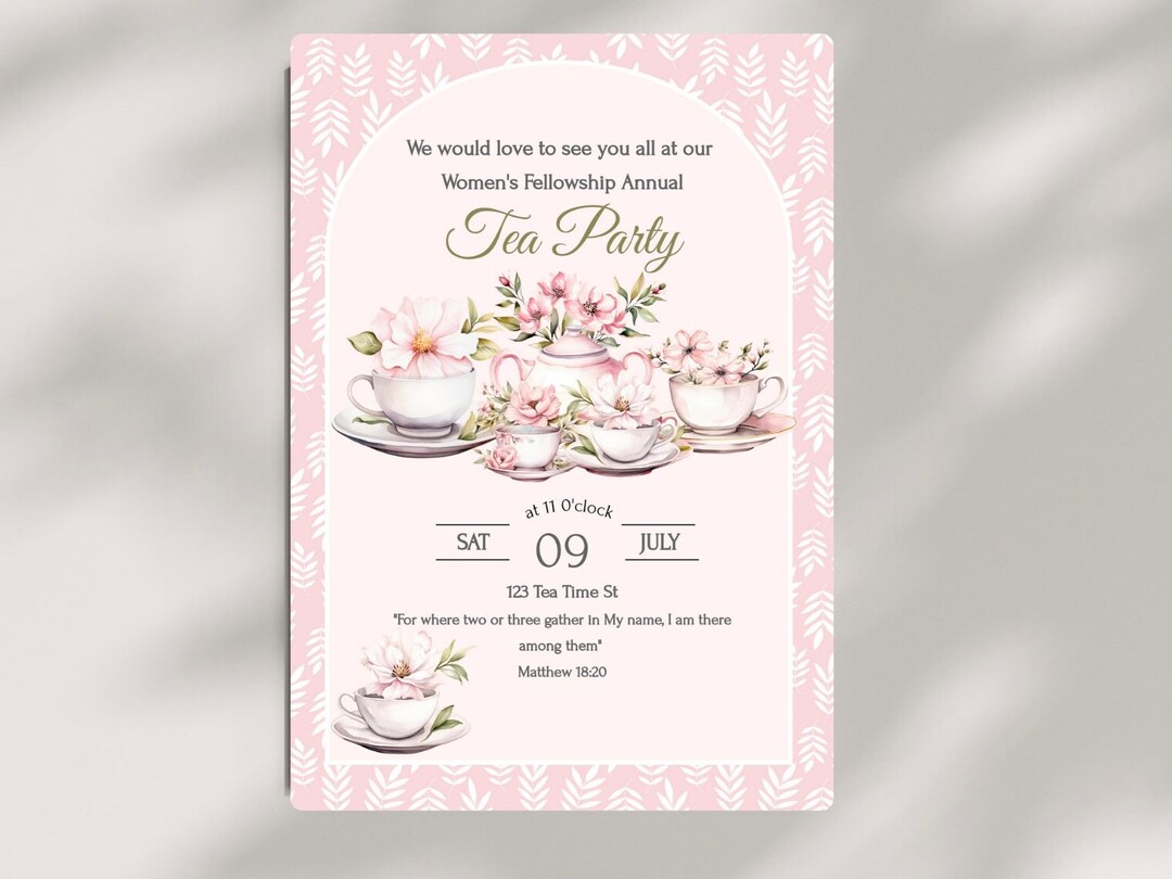 Women's Ministry Tea Party Invitation Women's Bible Study Tea ...