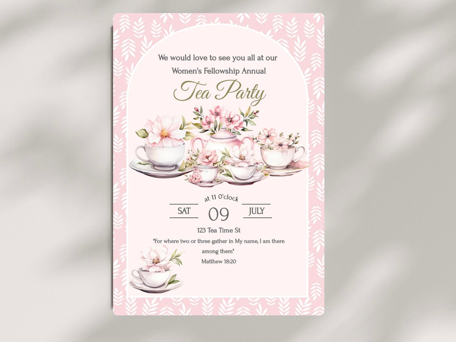 Women's Ministry Tea Party Invitation Women's Bible Study Tea ...