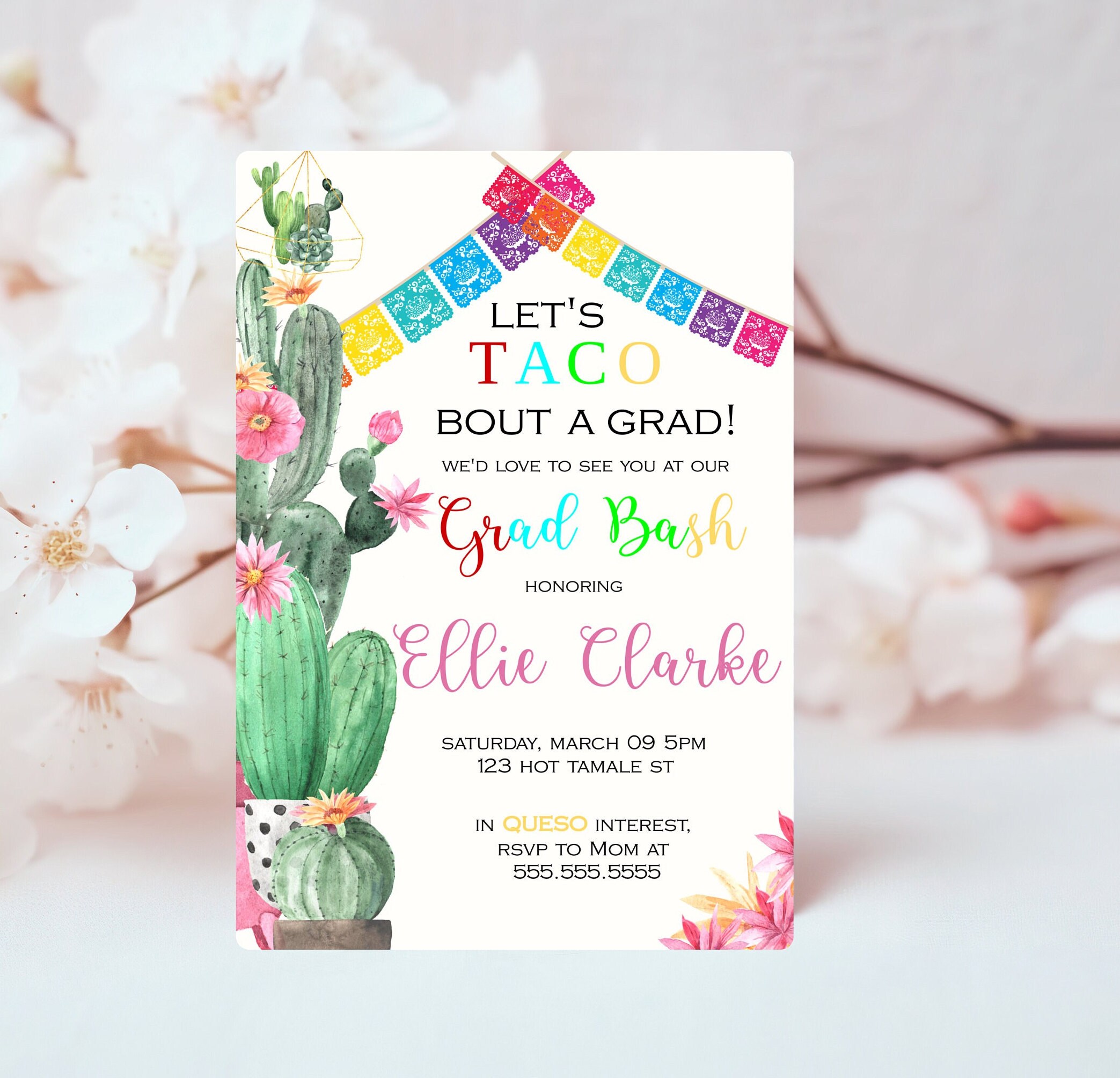 TACO Bout Graduation Invite- Fiesta Graduation Party Invitation- Class ...