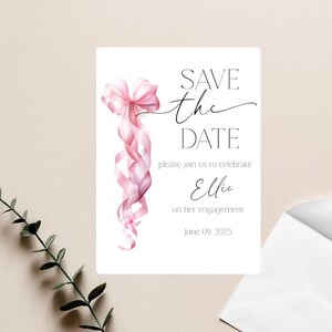Save the Date Love Shack Fancy Pink Bow Bridal Shower Invite Coquette ...