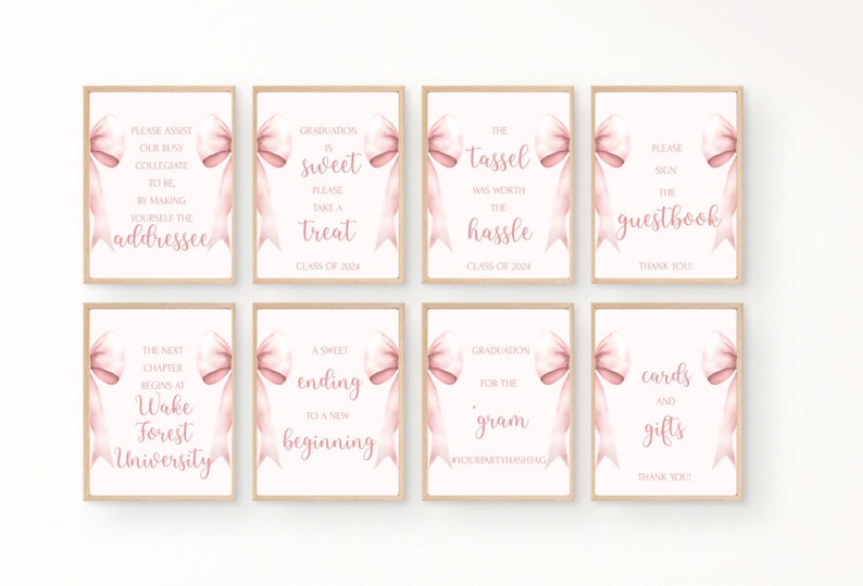 Coquette Graduation Pink Bow Welcome Sign Class of 2024 Pink Bow Grad ...