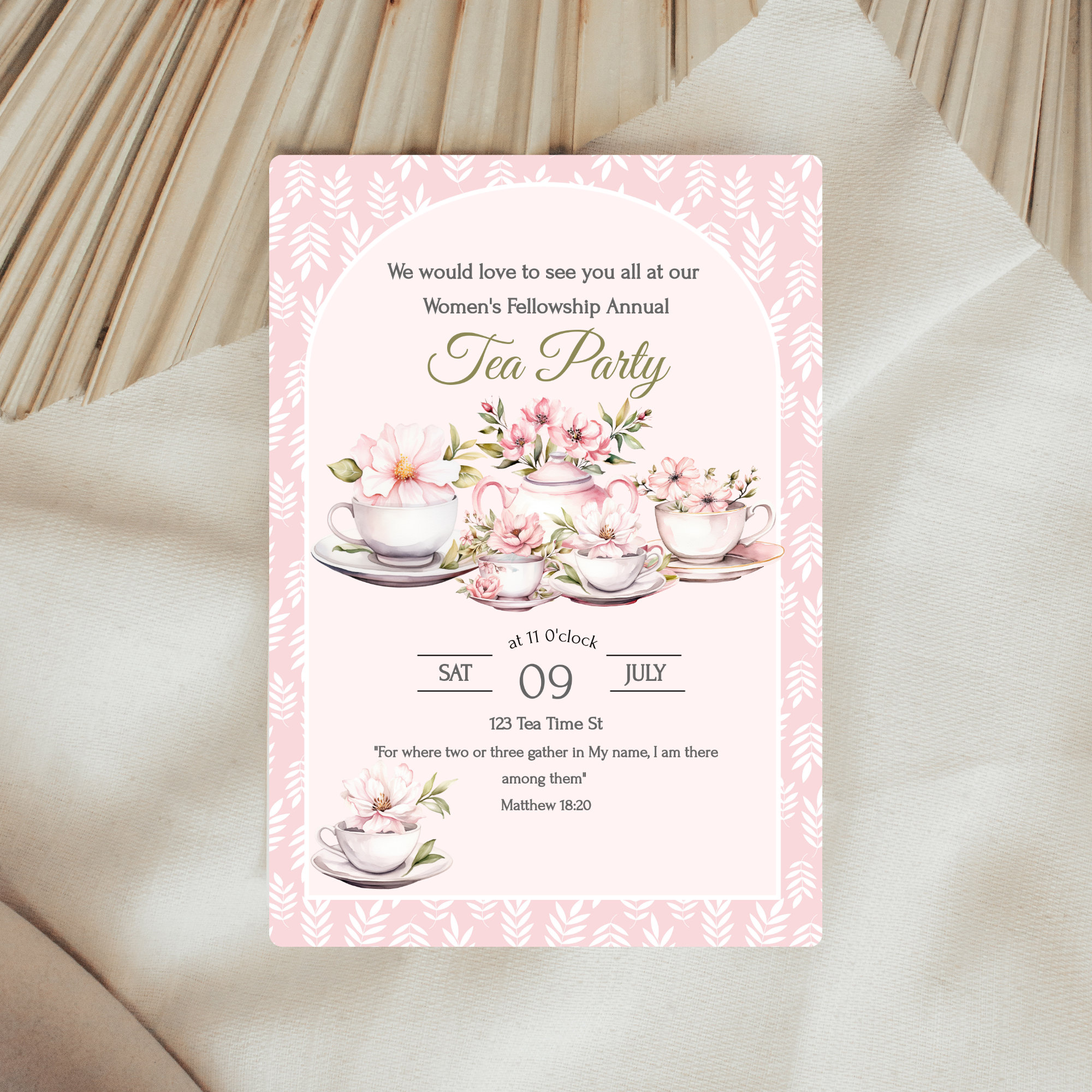Women's Ministry Tea Party Invitation- Women's Bible Study- Tea ...