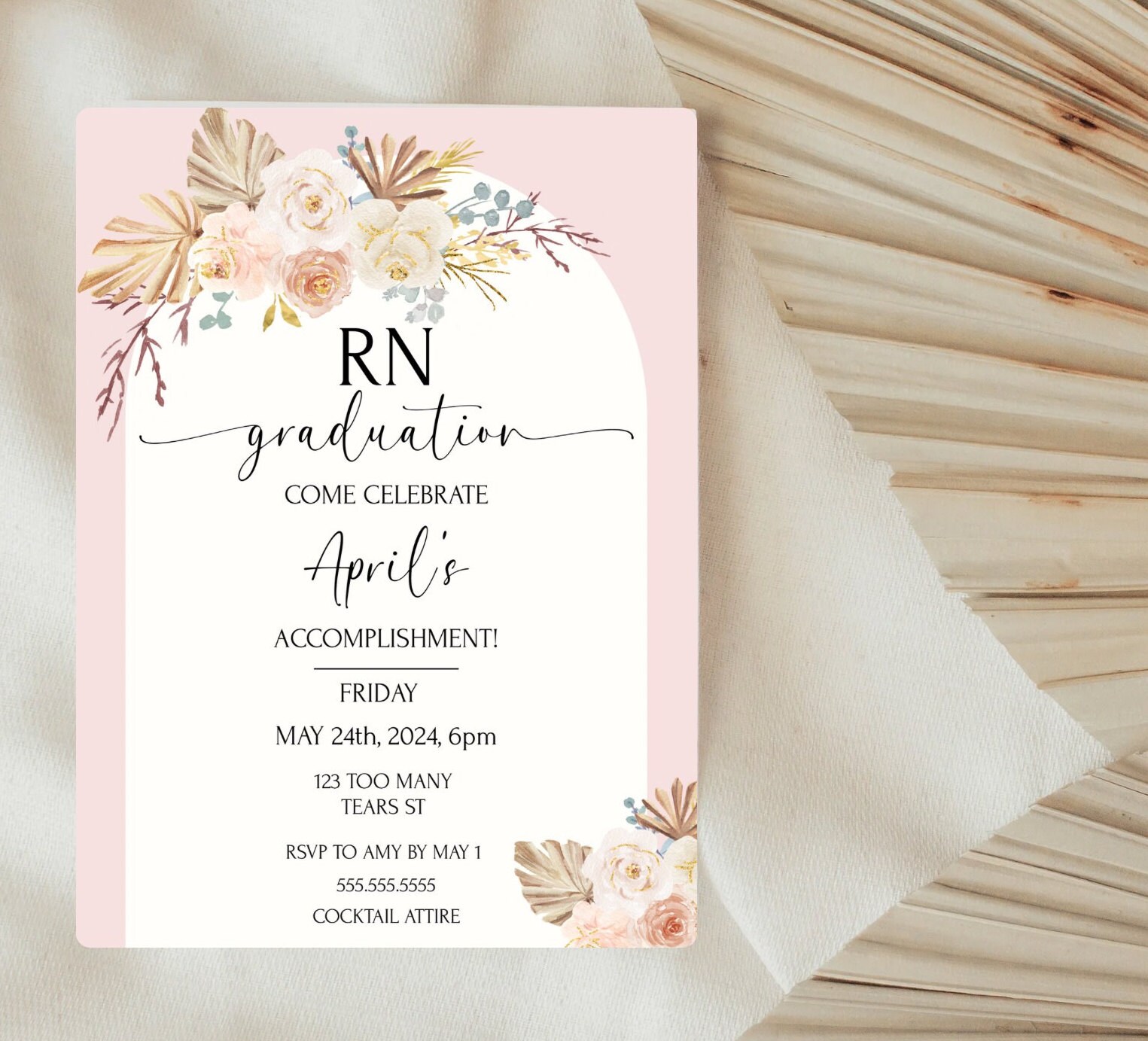 Boho Nurse Graduation Invitations RN Class of 2024 LPN Pinning Ceremony ...