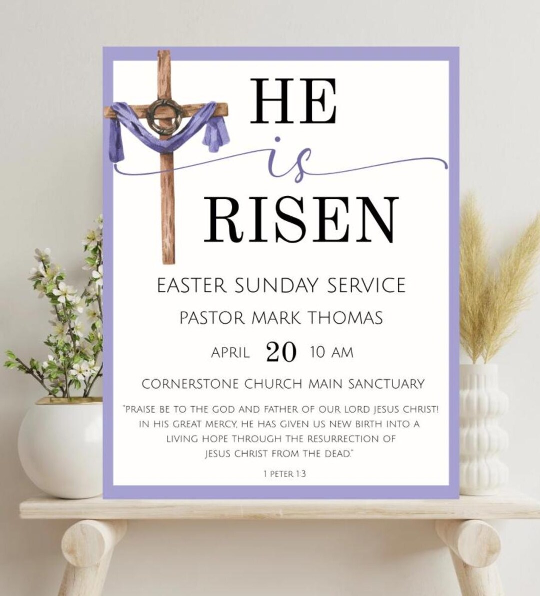 He is Risen Printable Easter Sunday Church Service Flyer 8x10 ...