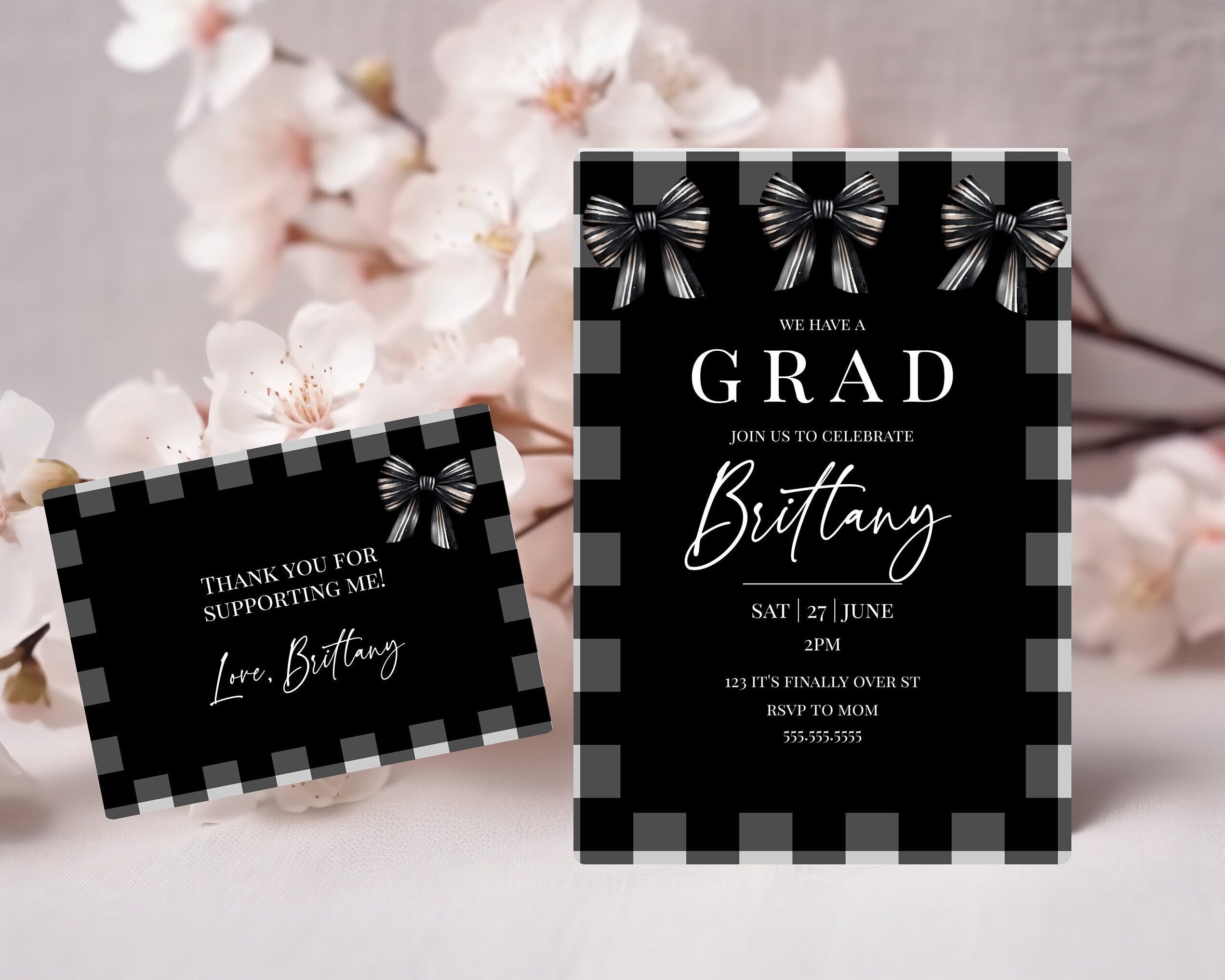 Black Coquette Bow Graduation Invitation Class of 2024 Graduation ...