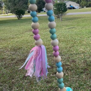 Candyland Pink Christmas Tier Tray Decor Pastel Bead Garland Pinkmas ...