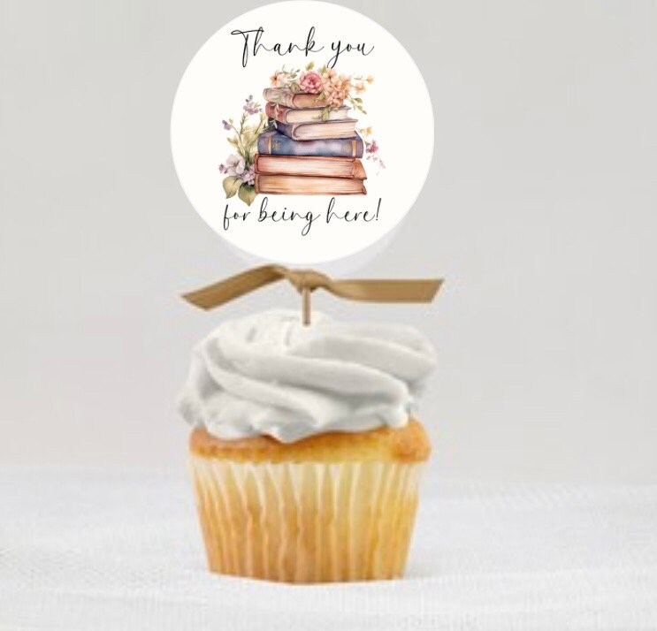 A New Chapter Book Theme Floral Bridal Shower Cupcake Toppers Storybook ...