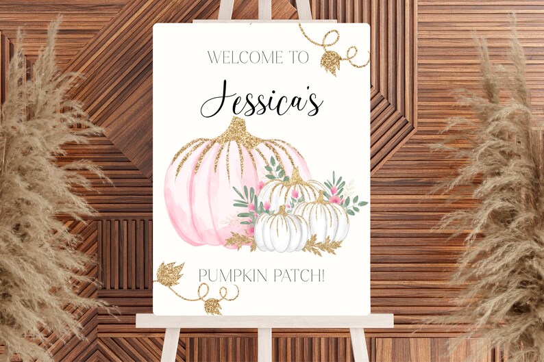 Pink New Little Pumpkin on the Way Guess the Due Date Sign Guess Baby's ...