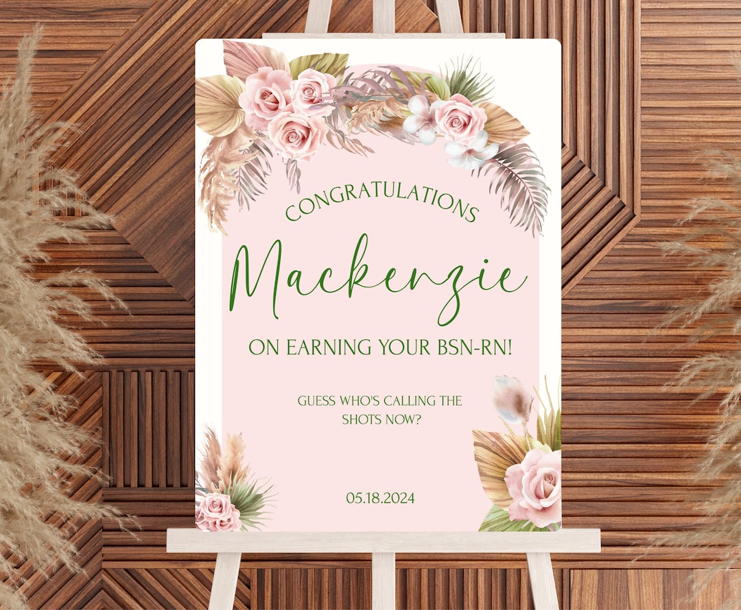 Nursing Grad Party Boho Welcome Sign- Medical Graduation Welcome Poster ...
