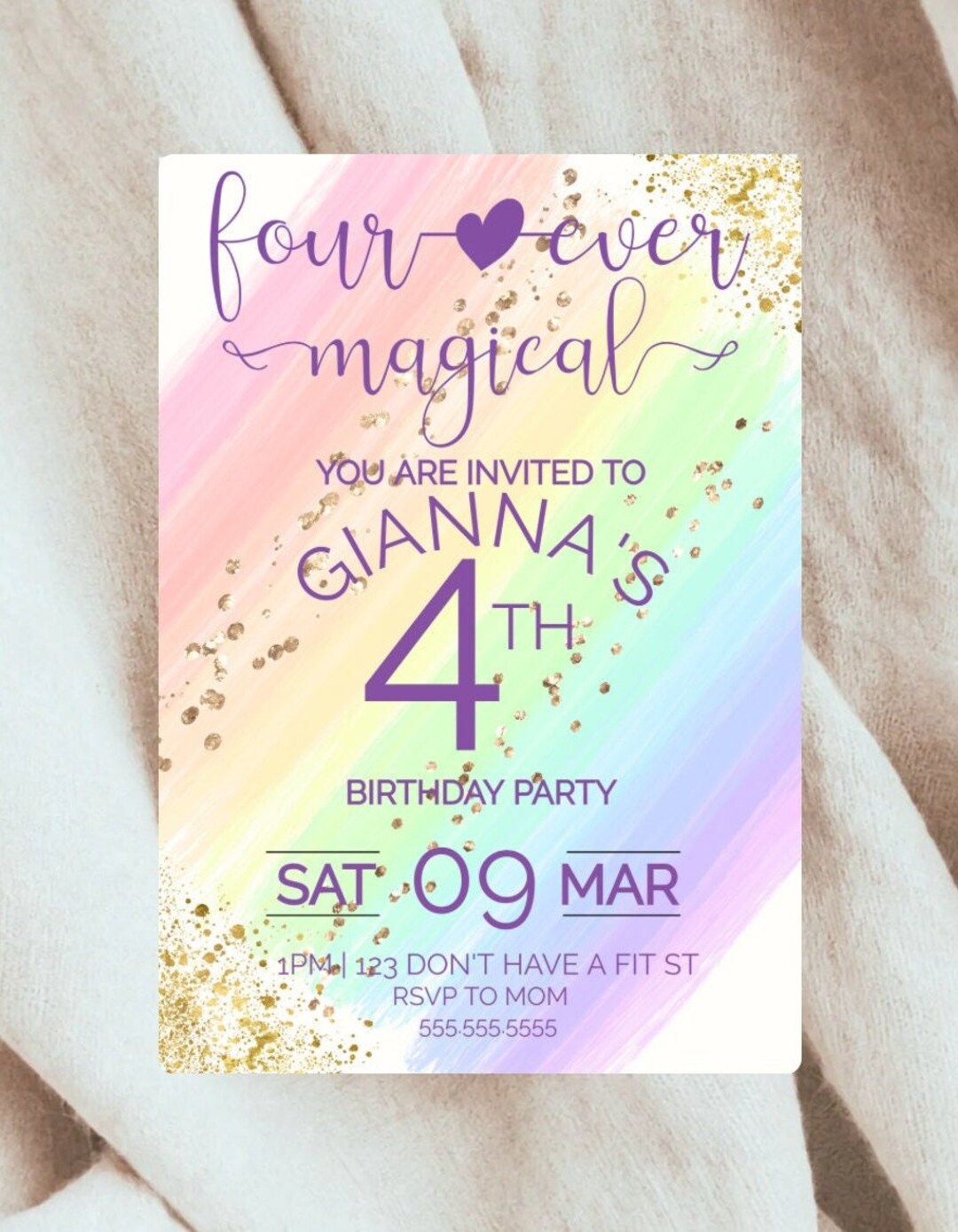 Four Ever Magical Fourever Magical Invitation Girl's 4th Birthday ...