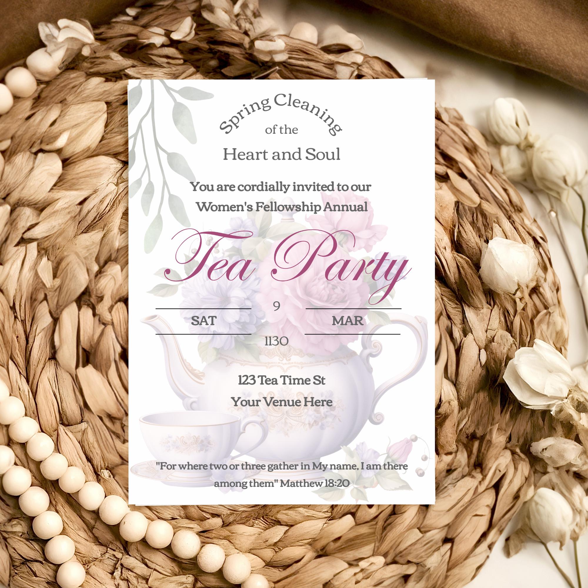 Women's Ministry Tea Party Invitation- Women's Bible Study- Tea ...