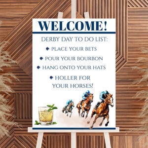 Derby Day Welcome Sign Horse Racing Party Kentucky Derby Hat Party Run ...