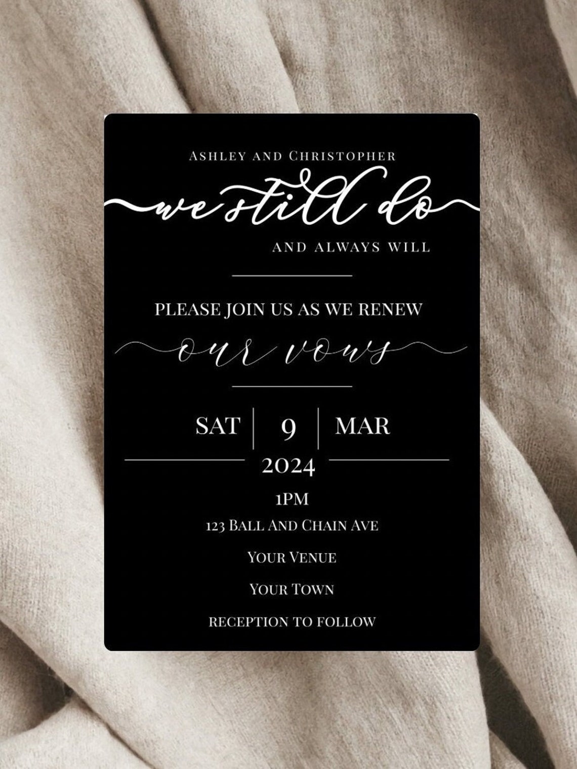 We Still Do Vow Renewal Invitation Modern Vow Renewal Invite 10th ...