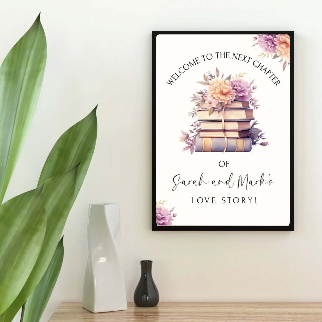 Book Theme Bridal Shower Welcome Sign- Couples Bridal Shower- Book ...