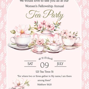 Women's Ministry Tea Party Invitation- Women's Bible Study- Tea ...