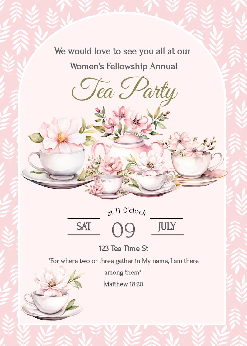 Women's Ministry Tea Party Invitation Women's Bible Study Tea ...