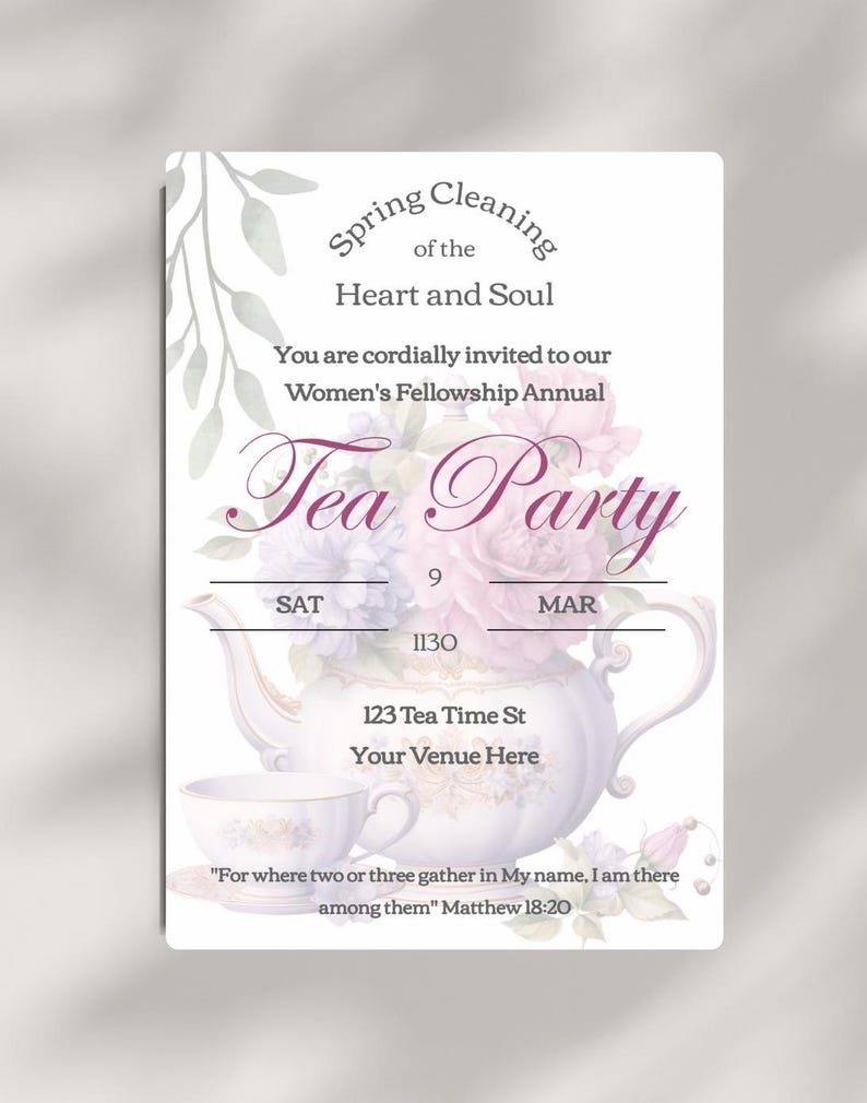 Women's Ministry Tea Party Invitation- Women's Bible Study- Tea ...