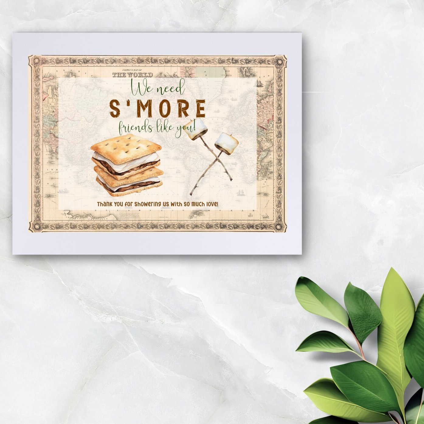 Camping Baby Shower Thank You Card Camp Theme Baby Shower Smore Thank ...