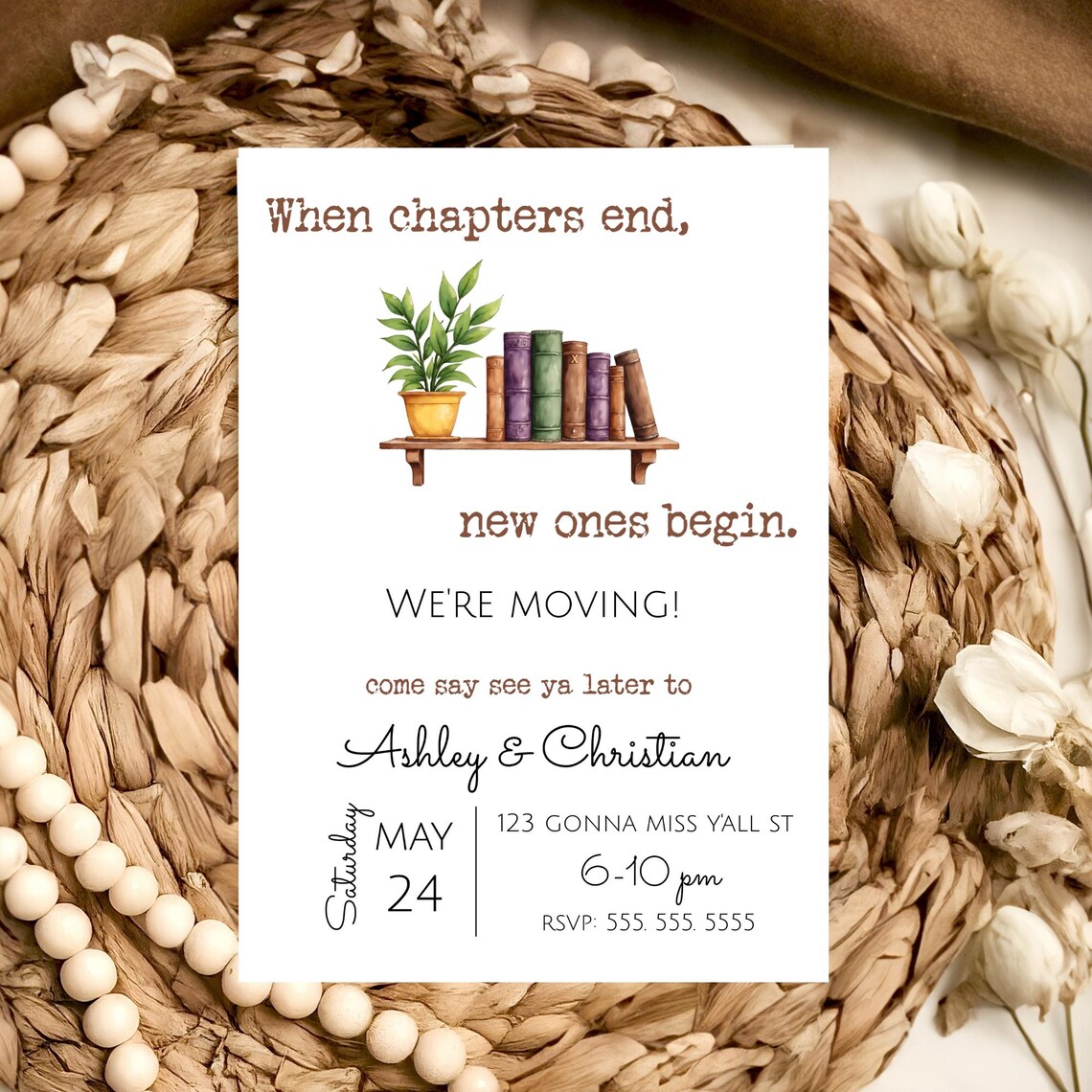 Going Away Party Farewell Moving Printable Invitation New Chapter ...