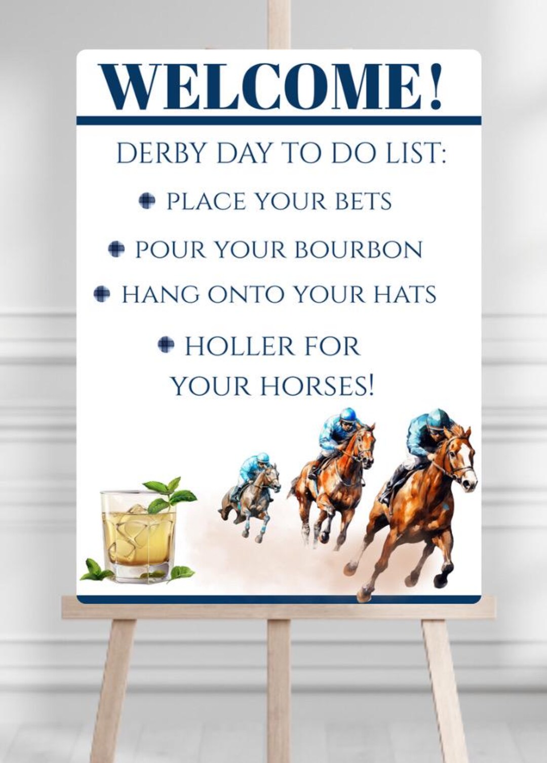 Derby Day Welcome Sign Horse Racing Party Kentucky Derby Hat Party Run ...