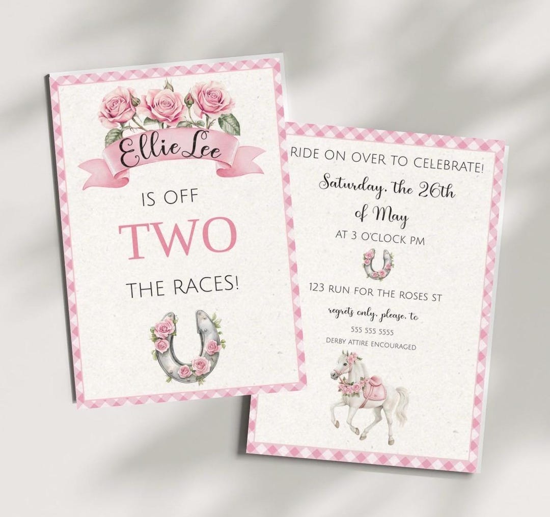 Off TWO the Races Kentucky Derby Party Horse Racing Party Pink Run for ...