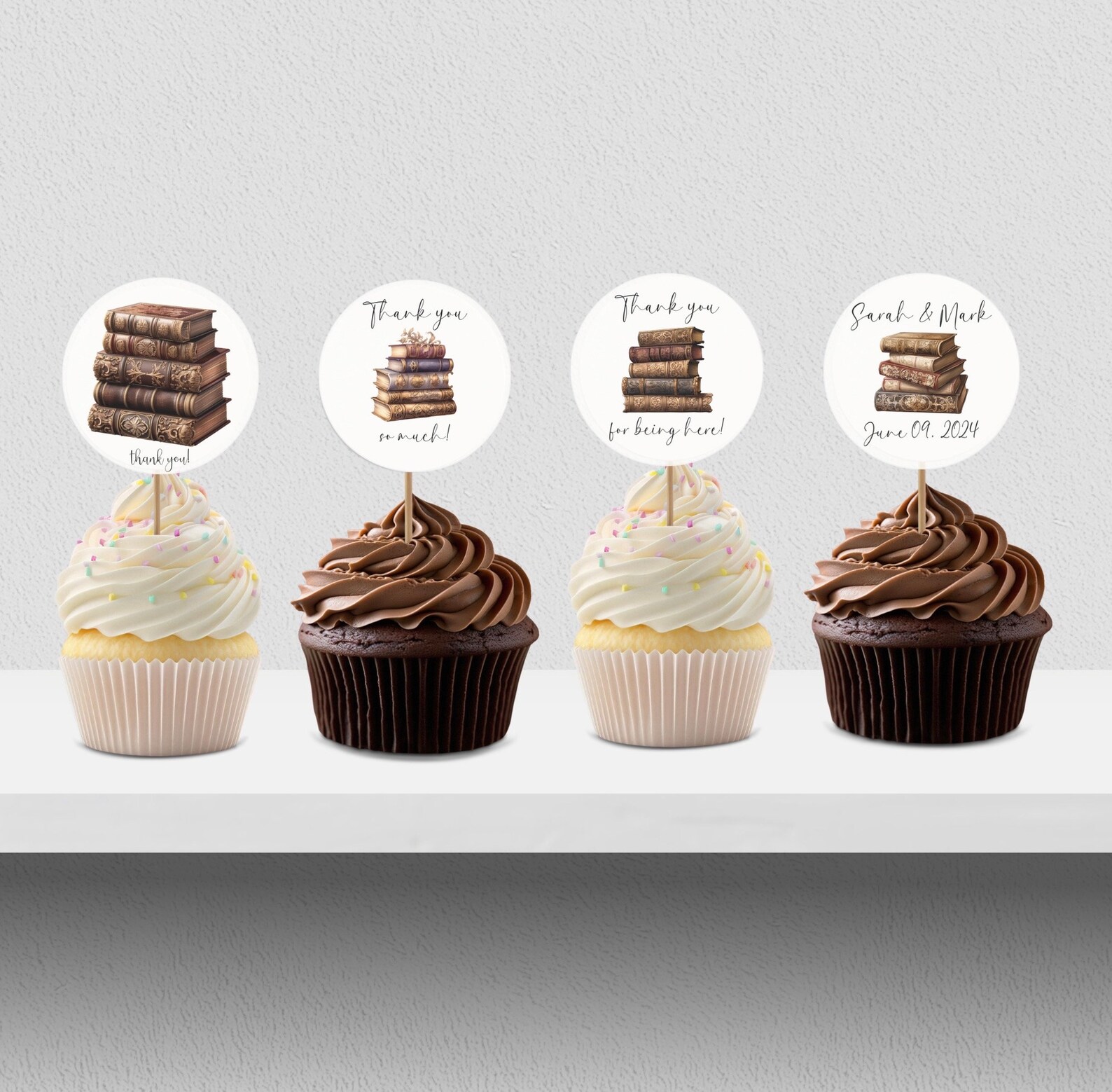 From the Library of A New Chapter Book Couples Bridal Shower Cupcake ...