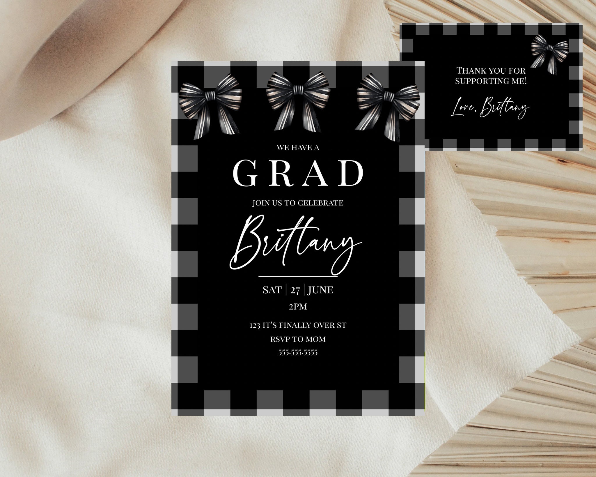 Black Coquette Bow Graduation Invitation Class of 2024 Graduation ...