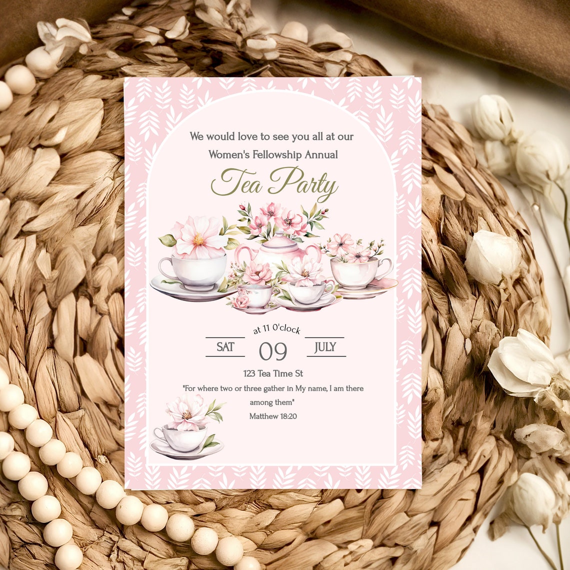 Women's Ministry Tea Party Invitation- Women's Bible Study- Tea ...