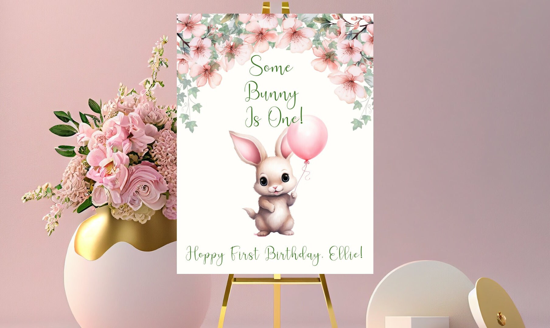 Some Bunny is One Birthday Party Welcome Poster- Some Bunny is Turning ...