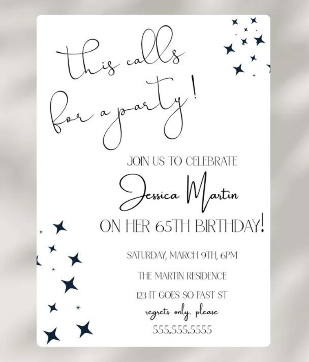 65th Birthday Invitation Dinner Party Adult White This Calls for A ...
