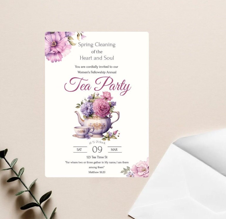 Women's Ministry Tea Party Invitation Women's Bible Study Tea ...