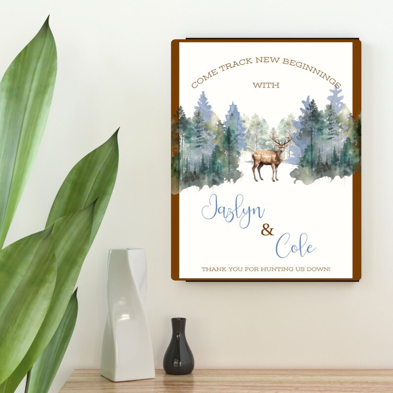 Deer Hunting Baby Shower New Little Hunter Welcome Sign- Forest Theme ...