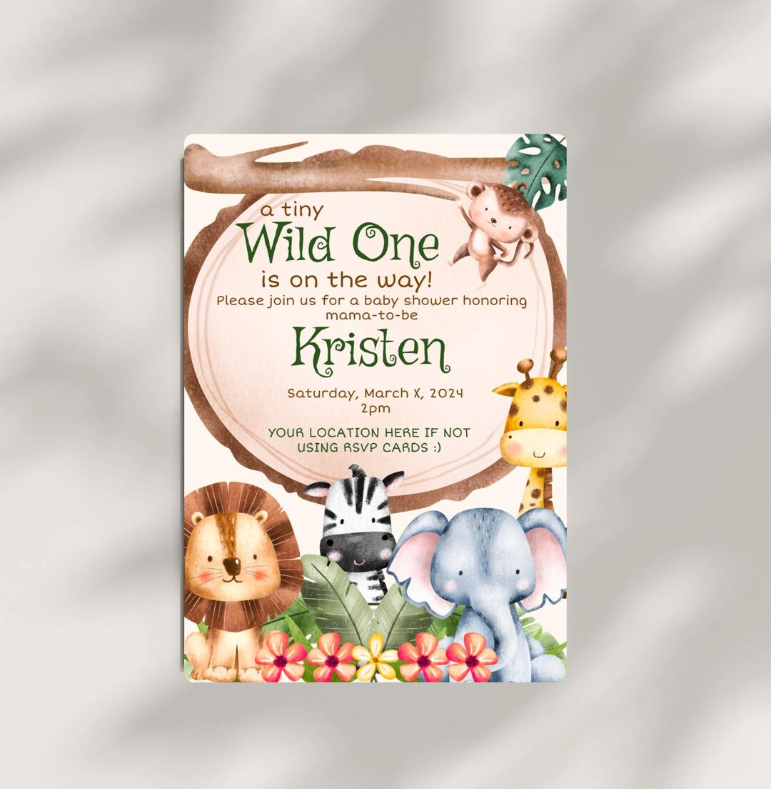 A Little Wild One Jungle Baby Shower Invitation- Safari Baby Shower ...