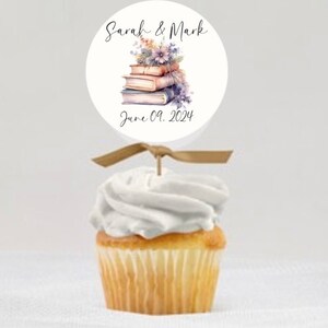 A New Chapter Book Theme Floral Bridal Shower Cupcake Toppers Storybook ...