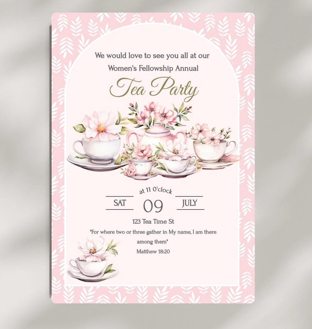 Women's Ministry Tea Party Invitation- Women's Bible Study- Tea ...