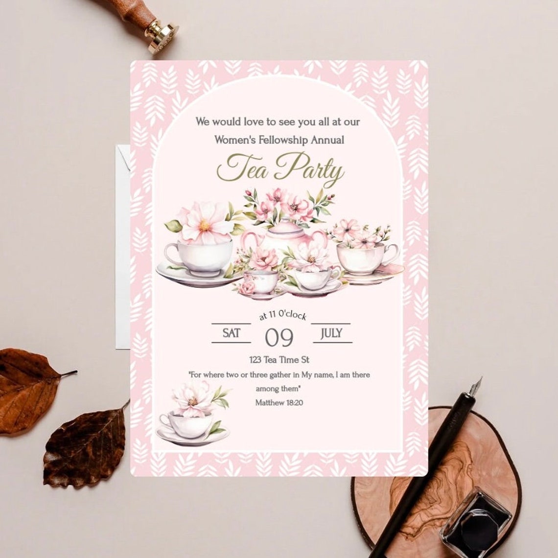 Women's Ministry Tea Party Invitation Women's Bible Study Tea ...