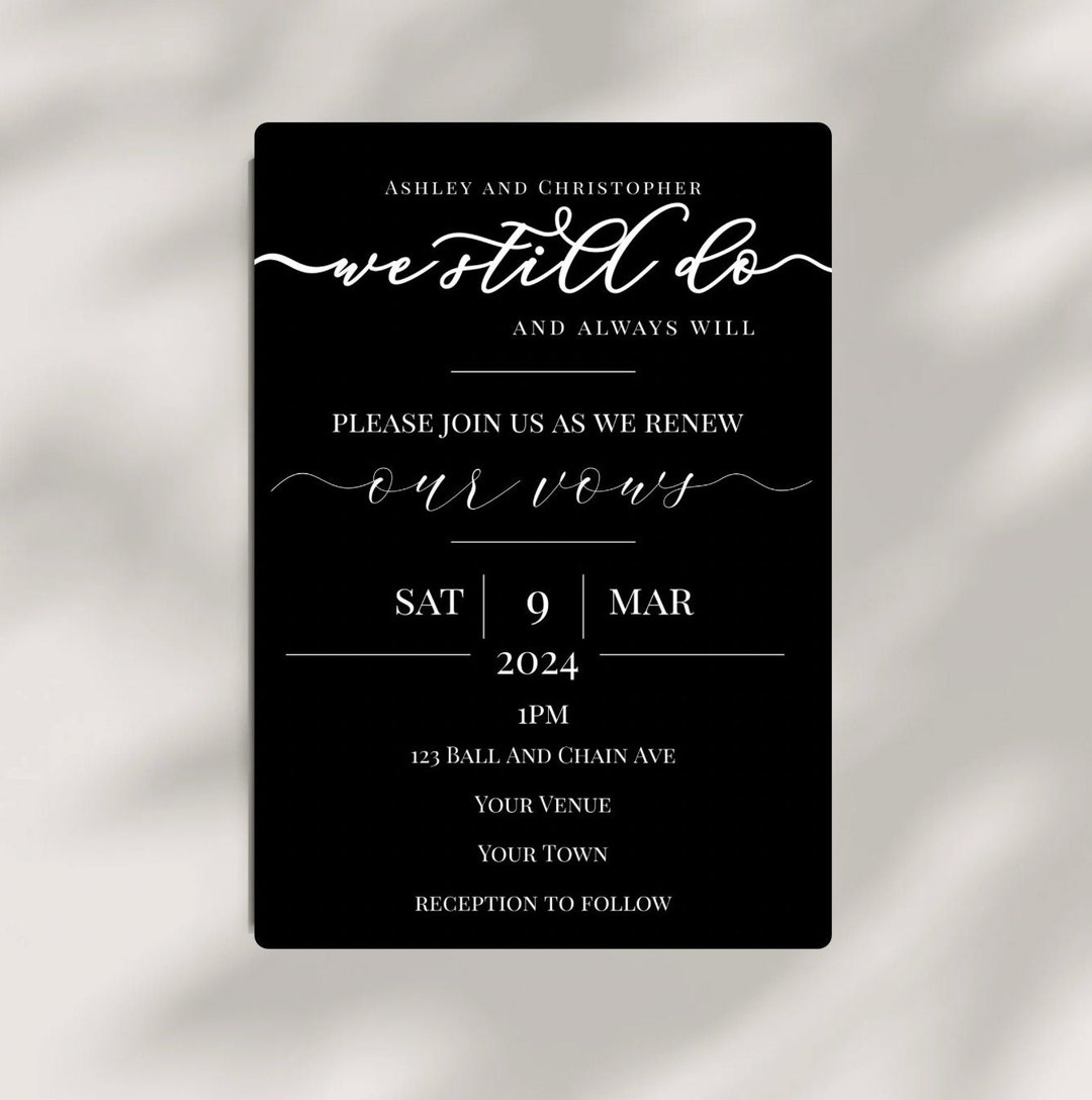 We Still Do Vow Renewal Invitation- Modern Vow Renewal Invite- 10th ...