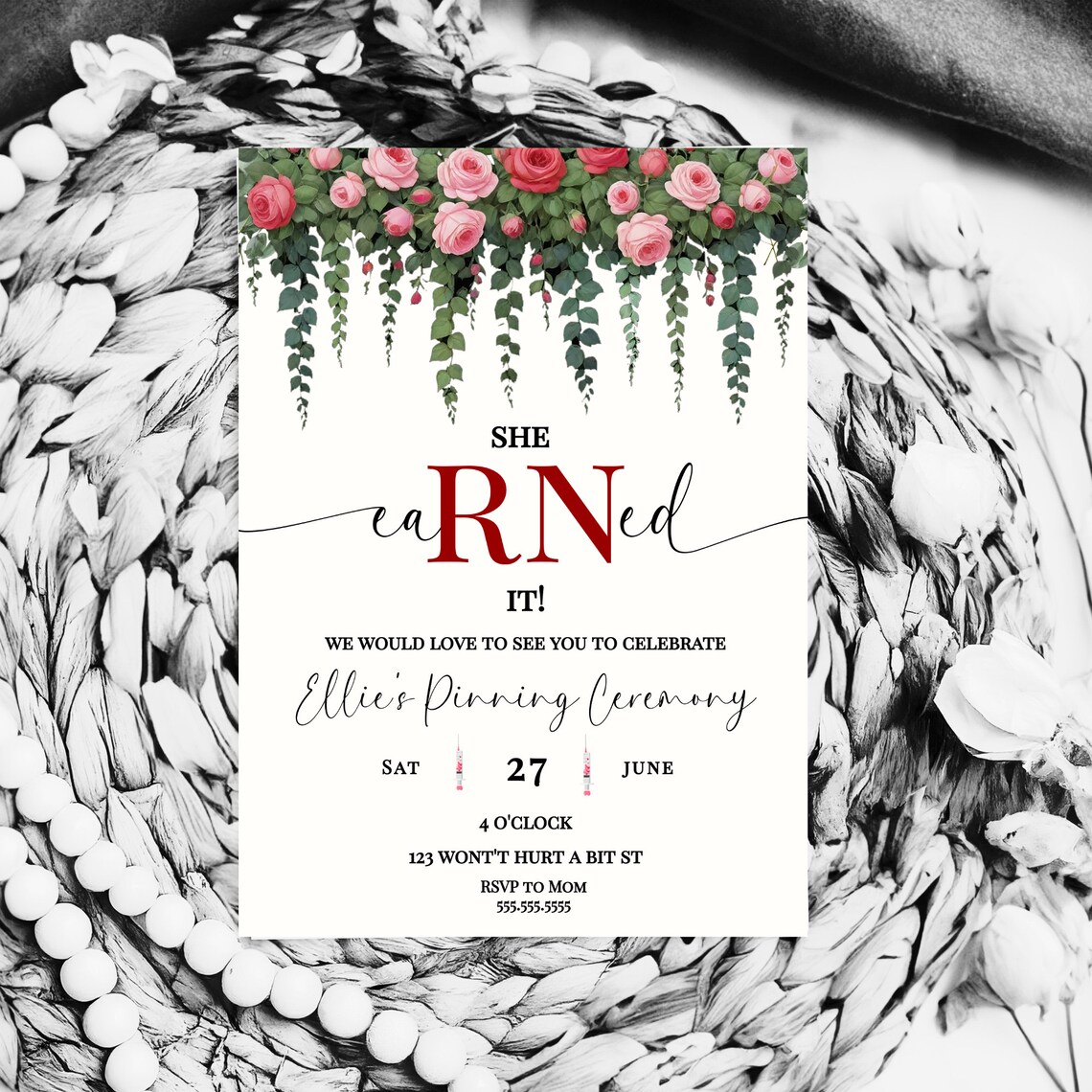 RN Pinning Ceremony Invitation- RN Grad Party- RN Graduation ...