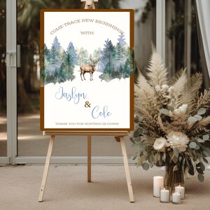 New Little Hunter Deer Antler Baby Shower Sign Hunting Baby Shower ...