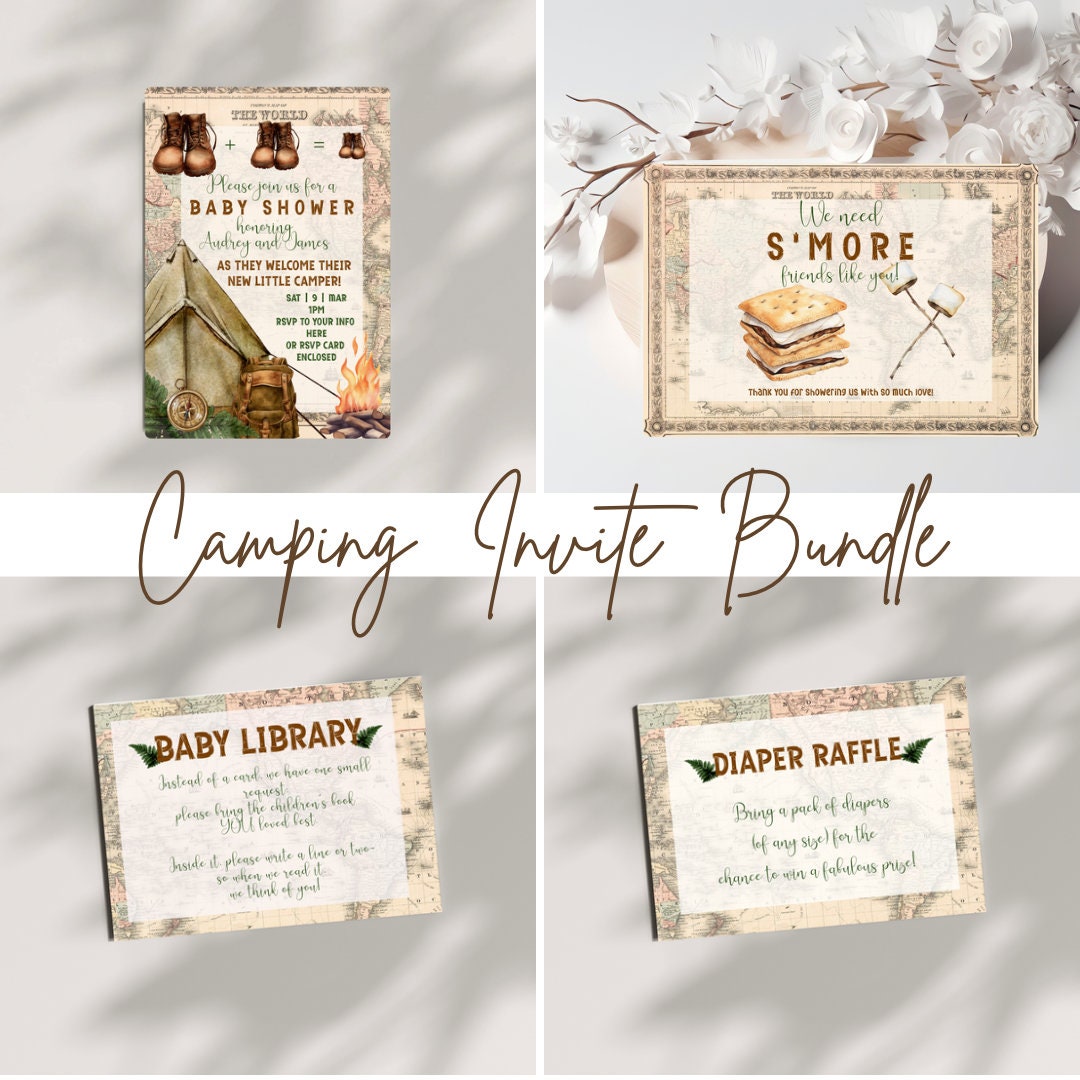 Camping Baby Shower Invitation Bundle- Camp Baby Shower Invitation ...
