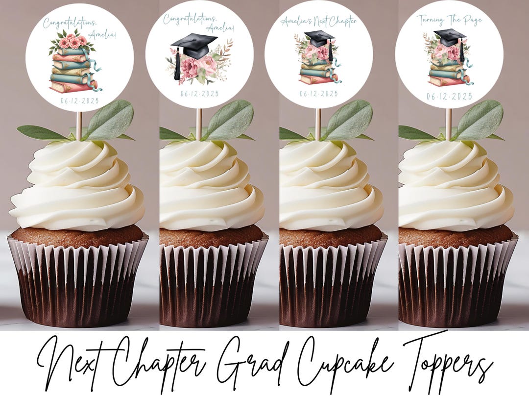 Next Chapter Grad Cupcake Toppers Books Graduation Party New Chapter ...