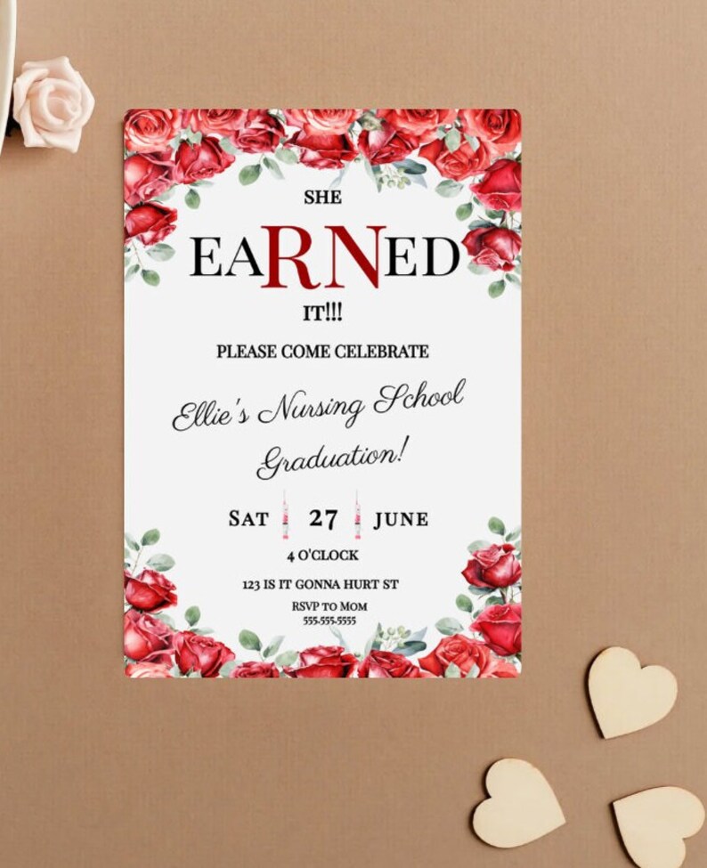 RN Graduation Invitation Template- Nursing Graduation Announcements ...